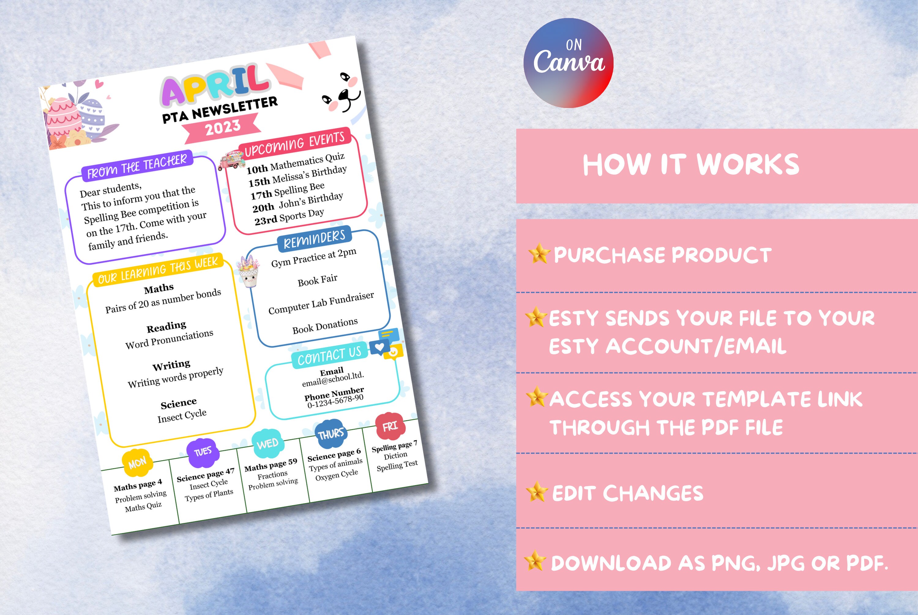 EDITABLE April Newsletter Template Classroom Printable - Etsy