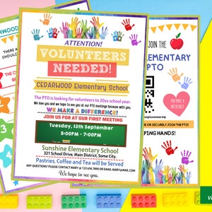 School Pto Pta Recruitment Flyer With QR Code, Printable Handout School ...