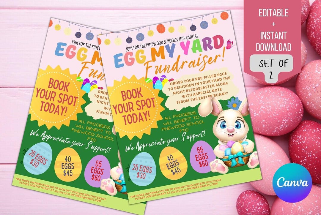 Egg My Yard Event Flyer Printable, Editable Egg Event Easter Bunny ...