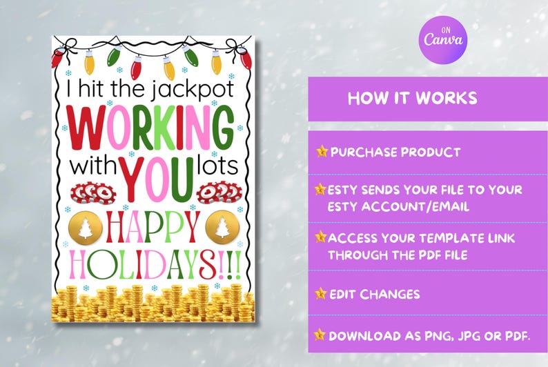 EDITABLE I Hit the Jackpot Working With You Christmas Gift Tag Lotto ...