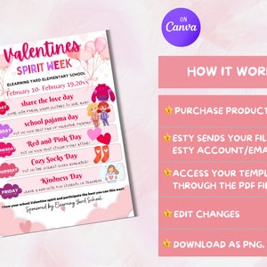 EDITABLE Valentine School Spirit Week Flyer, Festive Spirit Week PTO ...