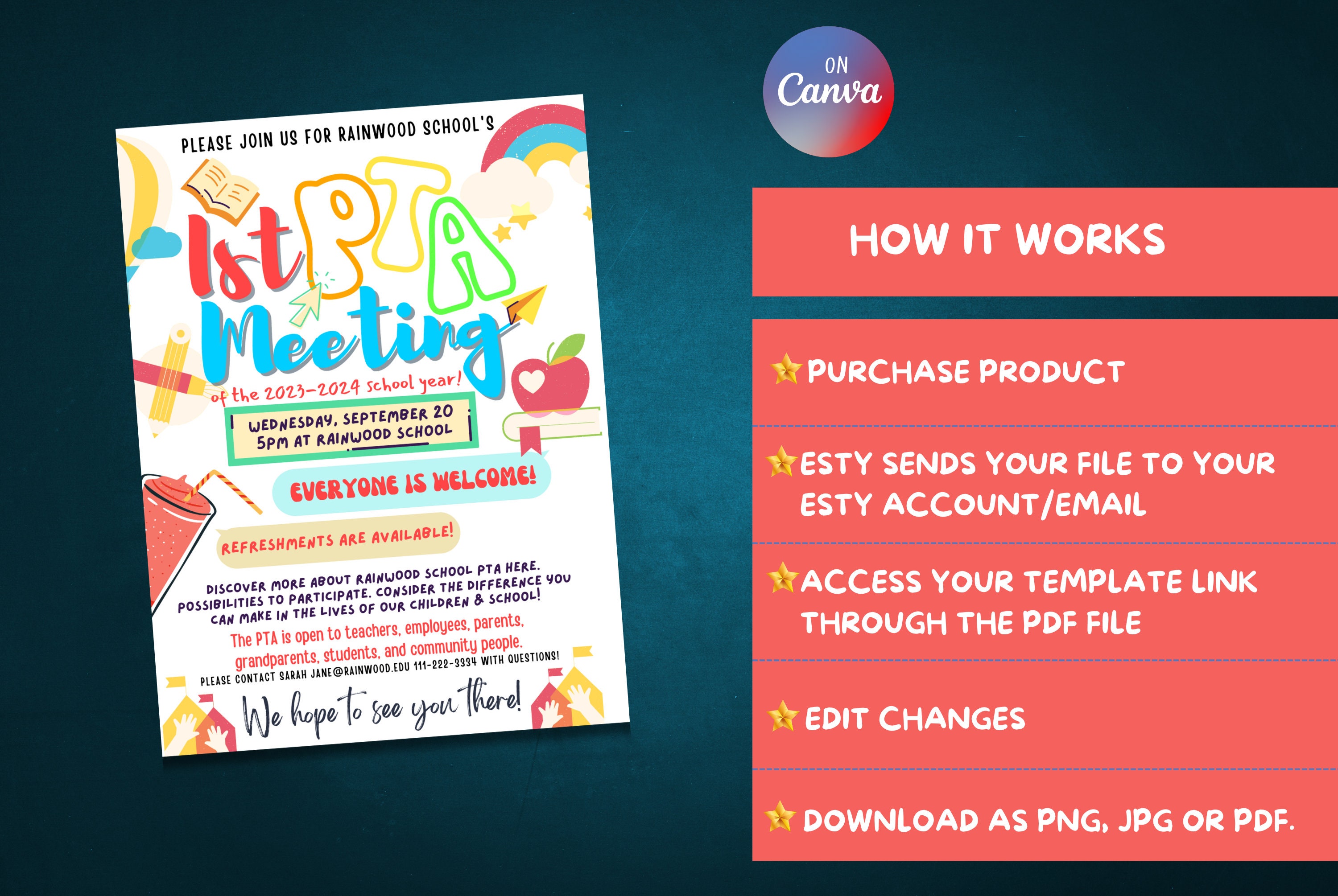 EDITABLE PTA Meeting Handout Flyer School Information Meeting - Etsy