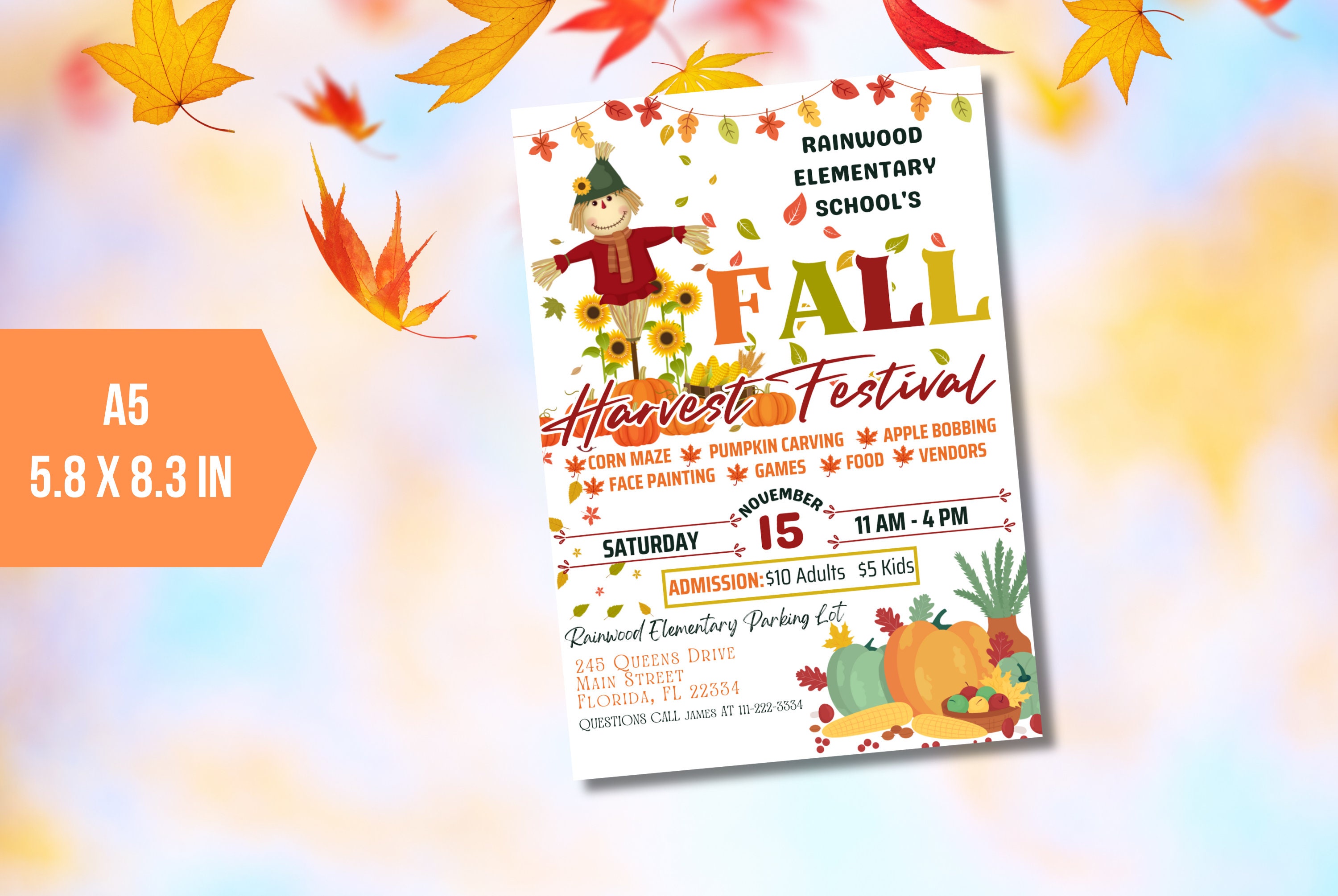 EDITABLE Fall Harvest Festival Invitation Flyer School Event - Etsy