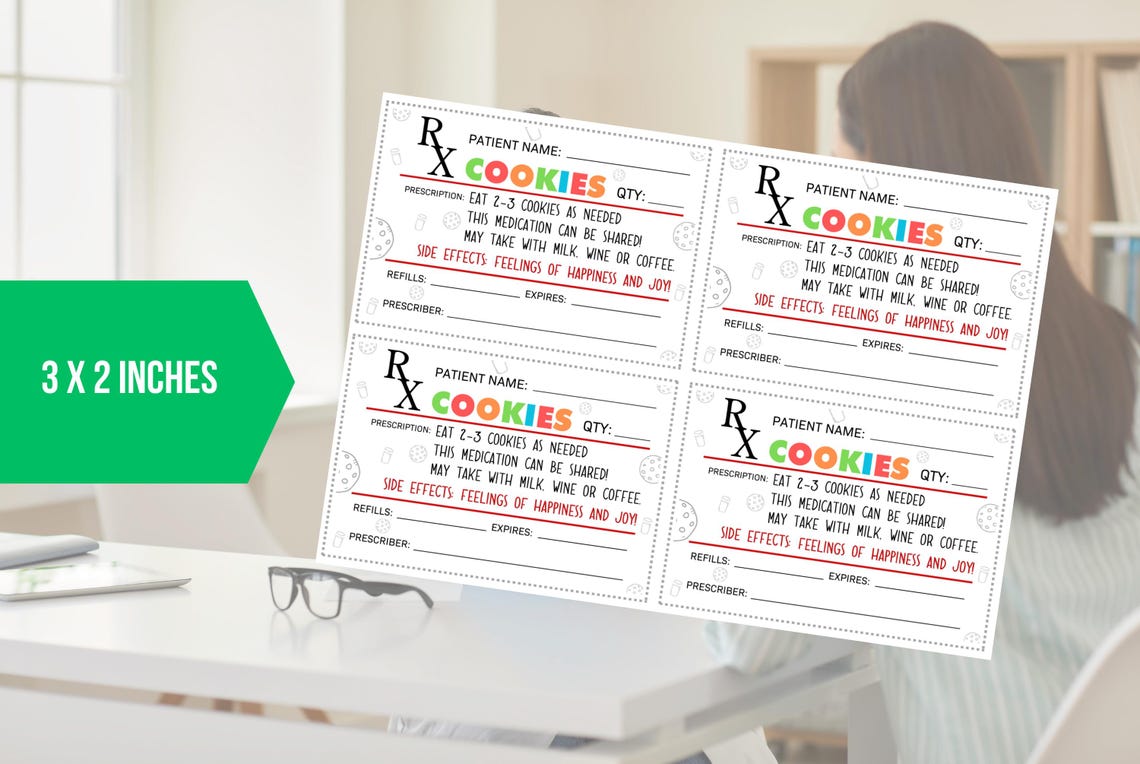 EDITABLE Cookie RX Prescription Label, Cookie Prescription Sticker ...