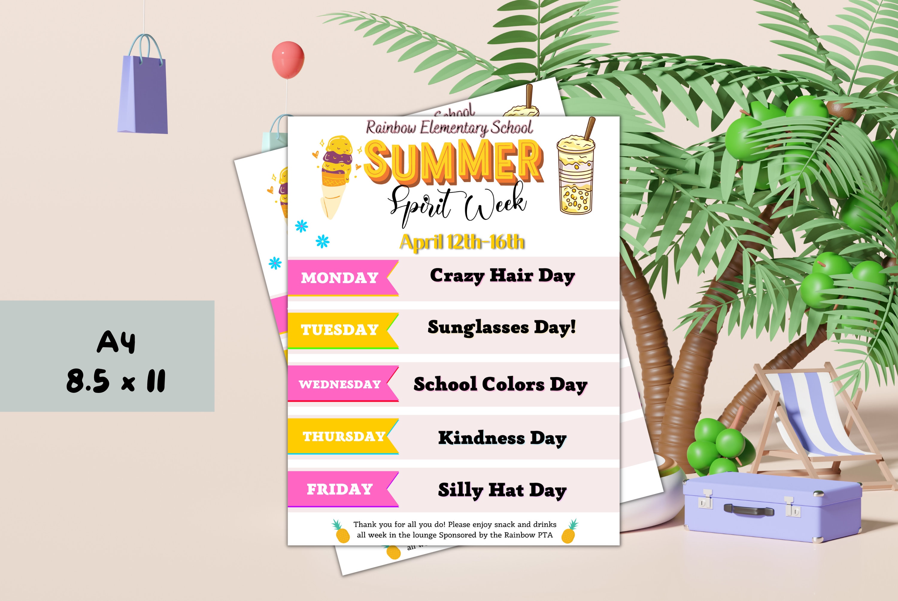 Summer Spirit Week Editable Itinerary Schedule Printable DIY - Etsy
