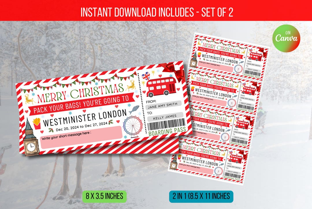 EDITBALE Christmas Surprise Weekend Getaway Ticket, Personalized Ticket ...