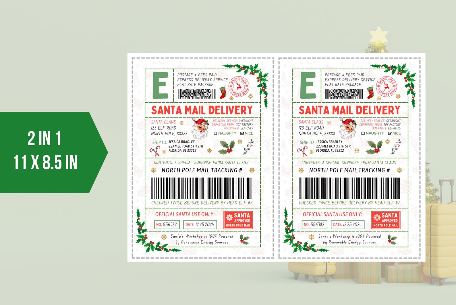 EDITABLE Santa Mail Shipping Labels, North Pole Special Delivery ...