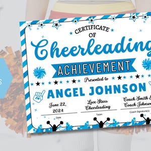EDITABLE Cheerleader Certificate, Cheer Certificates Sports Award ...