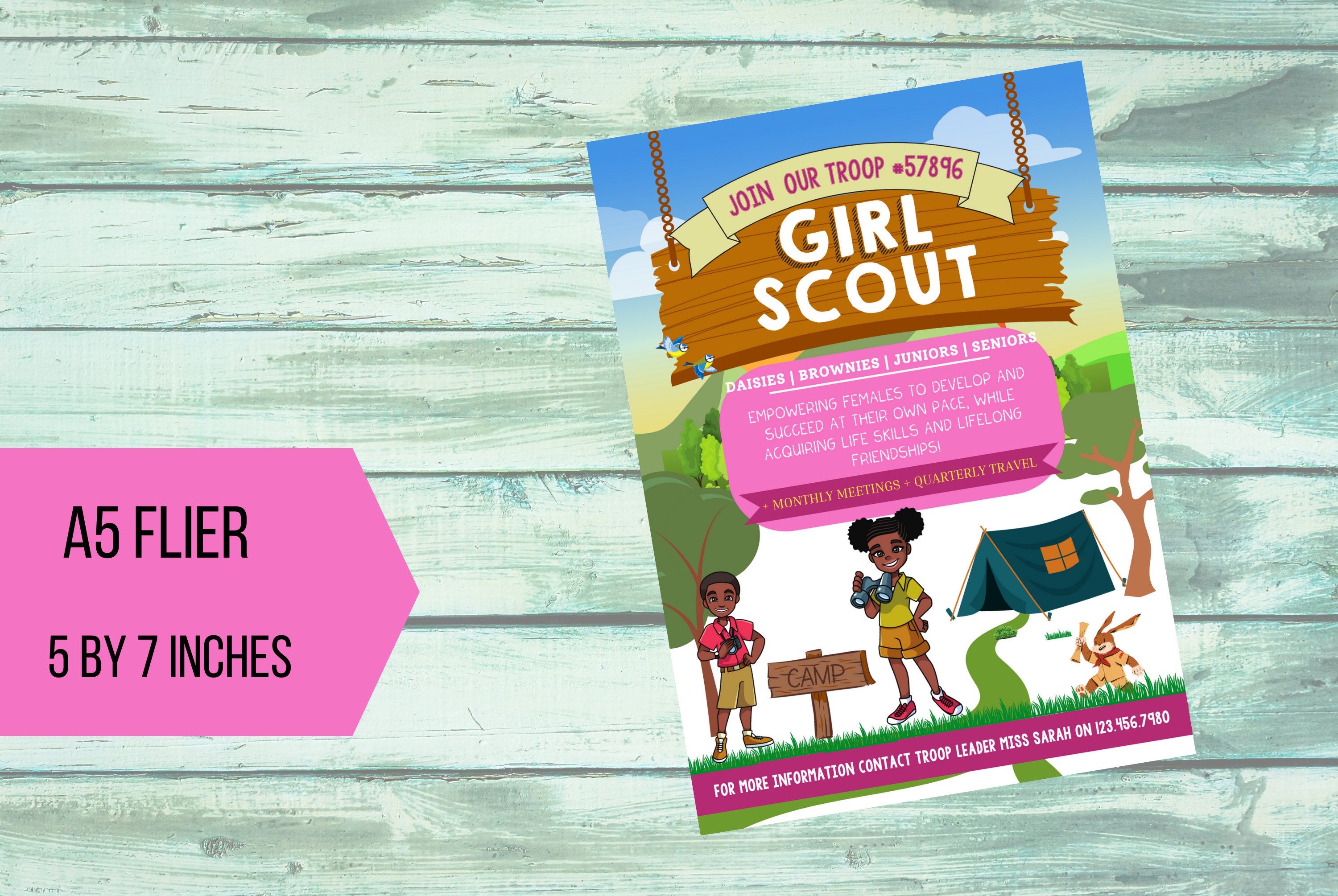 Editable Girl Scouts Ethnic Recruitment Flyer Girl Scout - Etsy