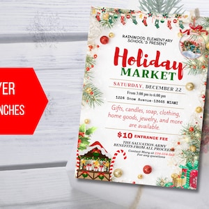 EDITABLE Holiday Market Event Flyer, School Community Fundraiser Invite ...