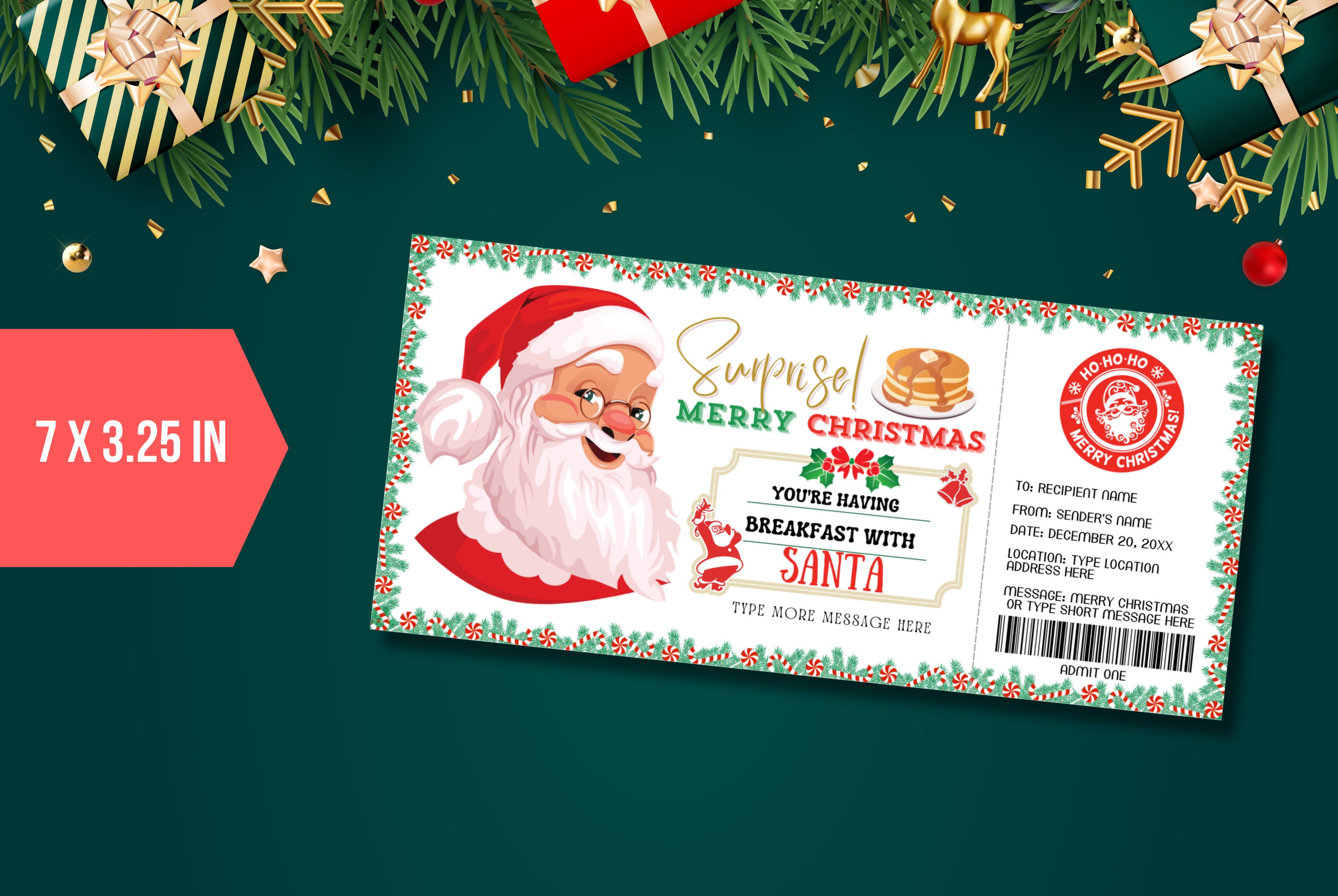 EDITABLE Breakfast With Santa Template Flyer, Breakfast Ticket, Pancake ...