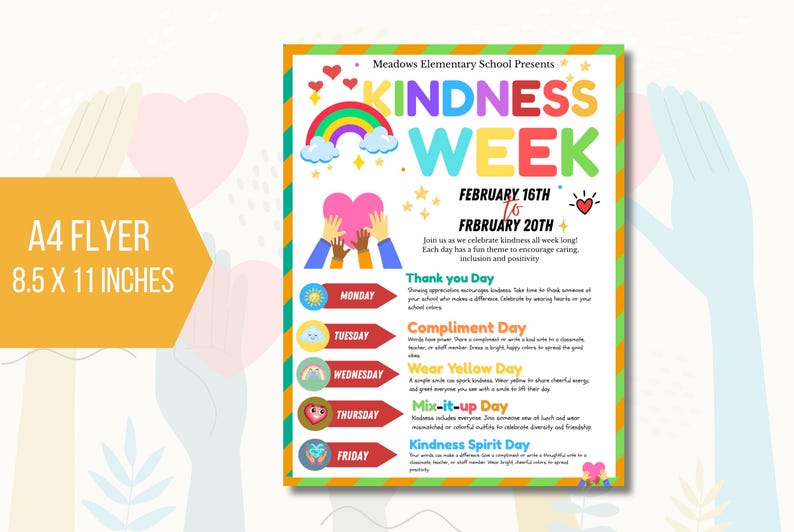 EDITABLE Kindness Week Flyer, Itinerary Diversity Inclusion, Printable ...