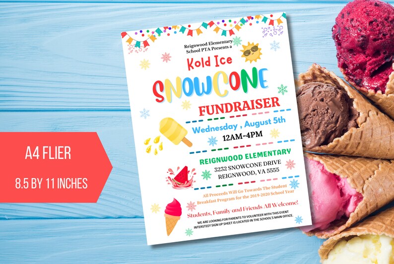 EDITABLE Snowcone Fundraiser Flyer Editable Appreciation - Etsy