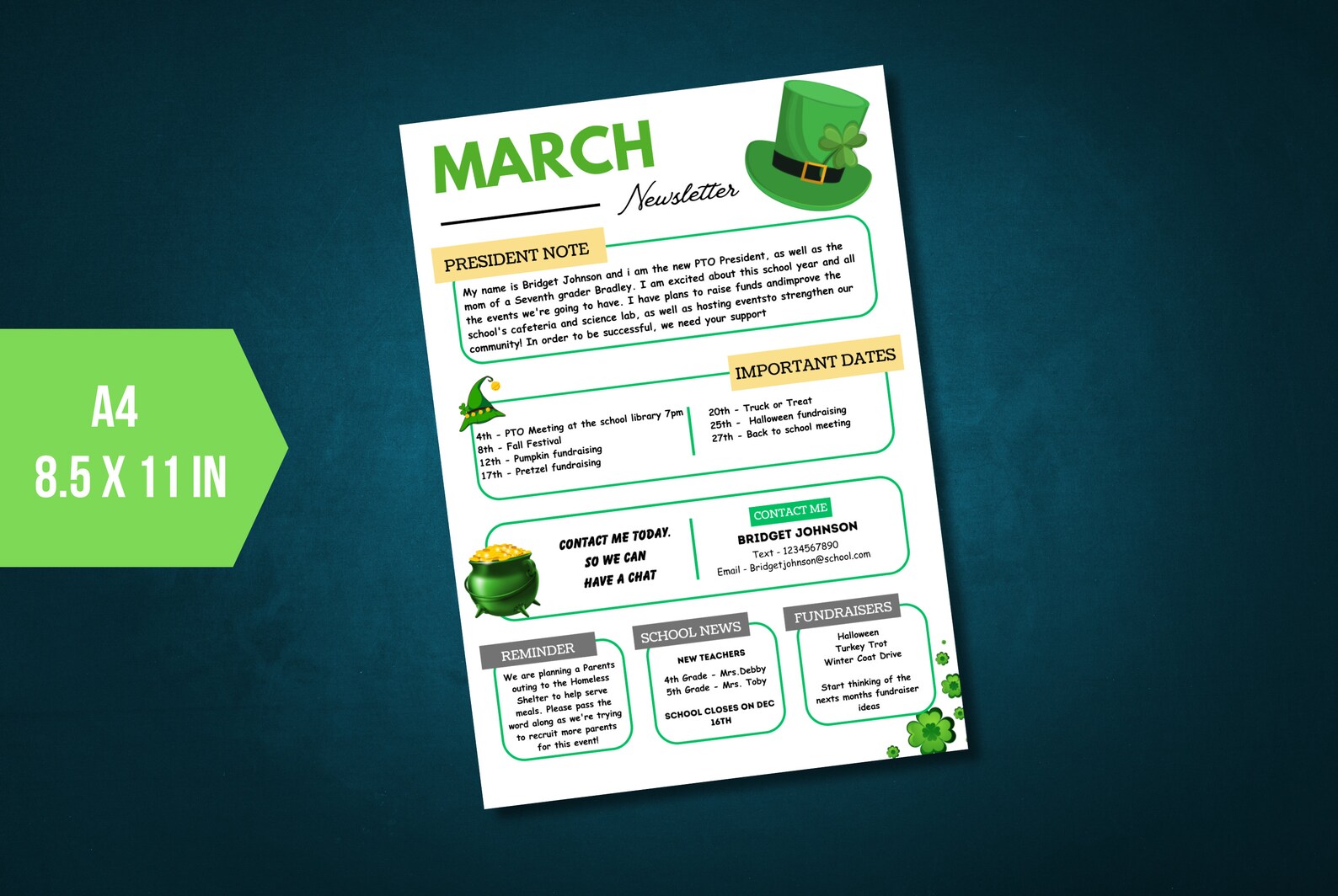 EDITABLE March Newsletter Template Classroom Printable - Etsy