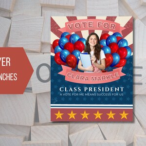EDITABLE Presidential Campaign Poster, Class Campaign President, High ...