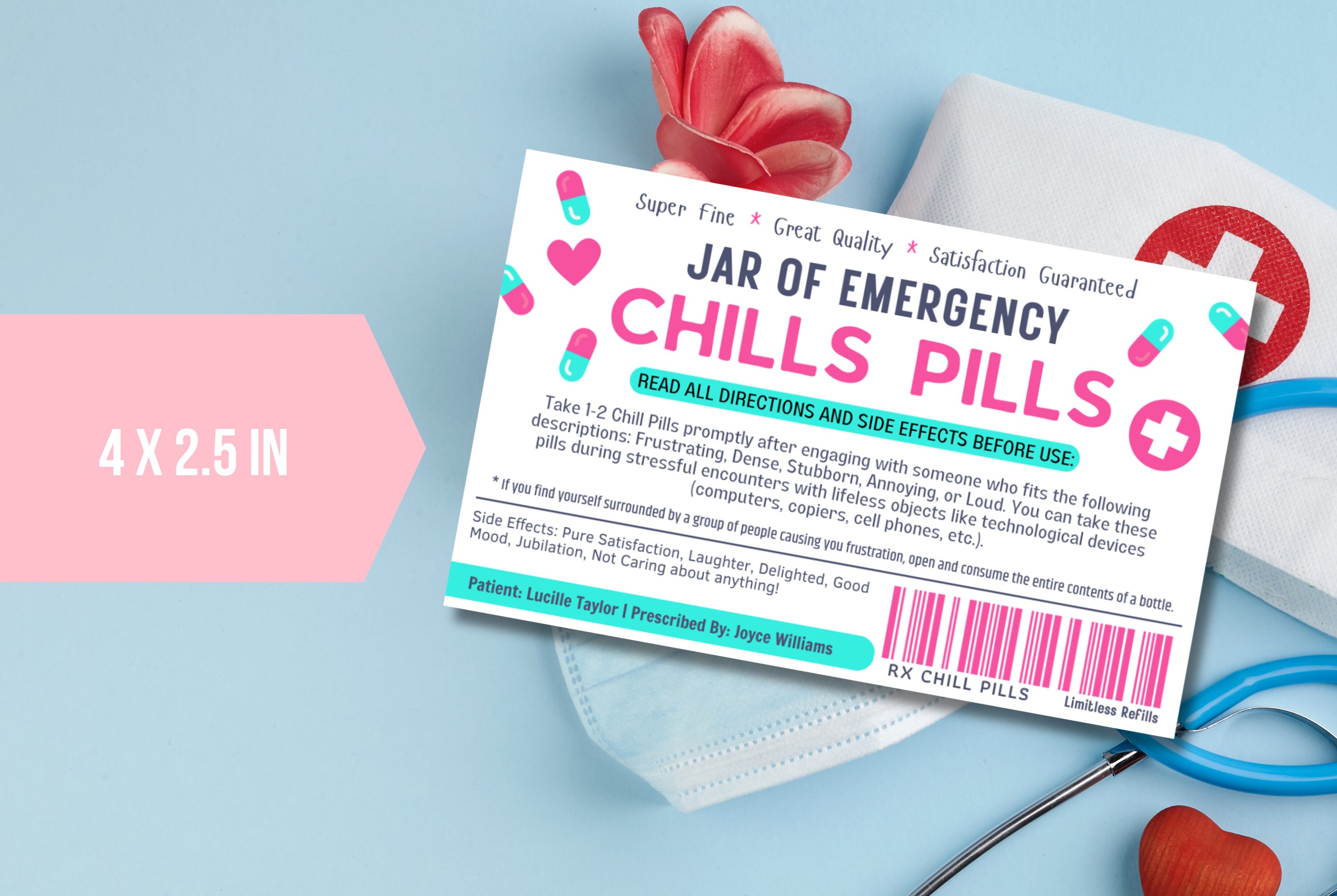 EDITABLE Happy Pills Label, Funny Gag Gift Professional Office Gift, Co ...
