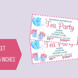 Mothers Day Tea Party Invitation With Tickets, Mother's Day Brunch ...