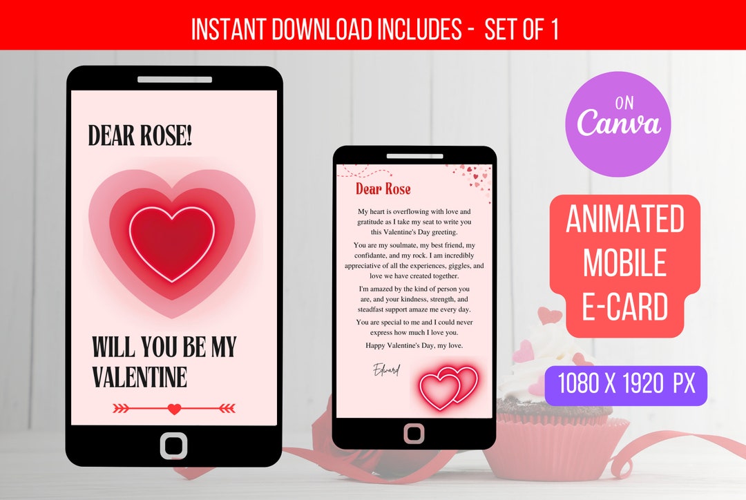 EDITABLE Valentines Day Animated Card Invite for Mobile Phone ...