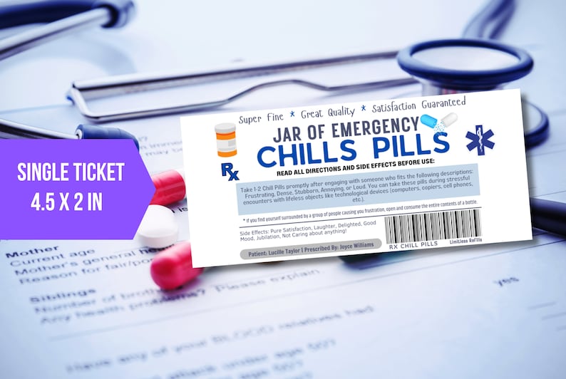 EDITABLE Chill Pill Label Funny Gag Gift Professional Office - Etsy