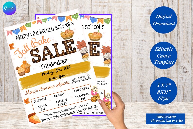 EDITABLE Fall Bake Sale Flyer, School Bake Sale Flyer, Church Fall Bake ...