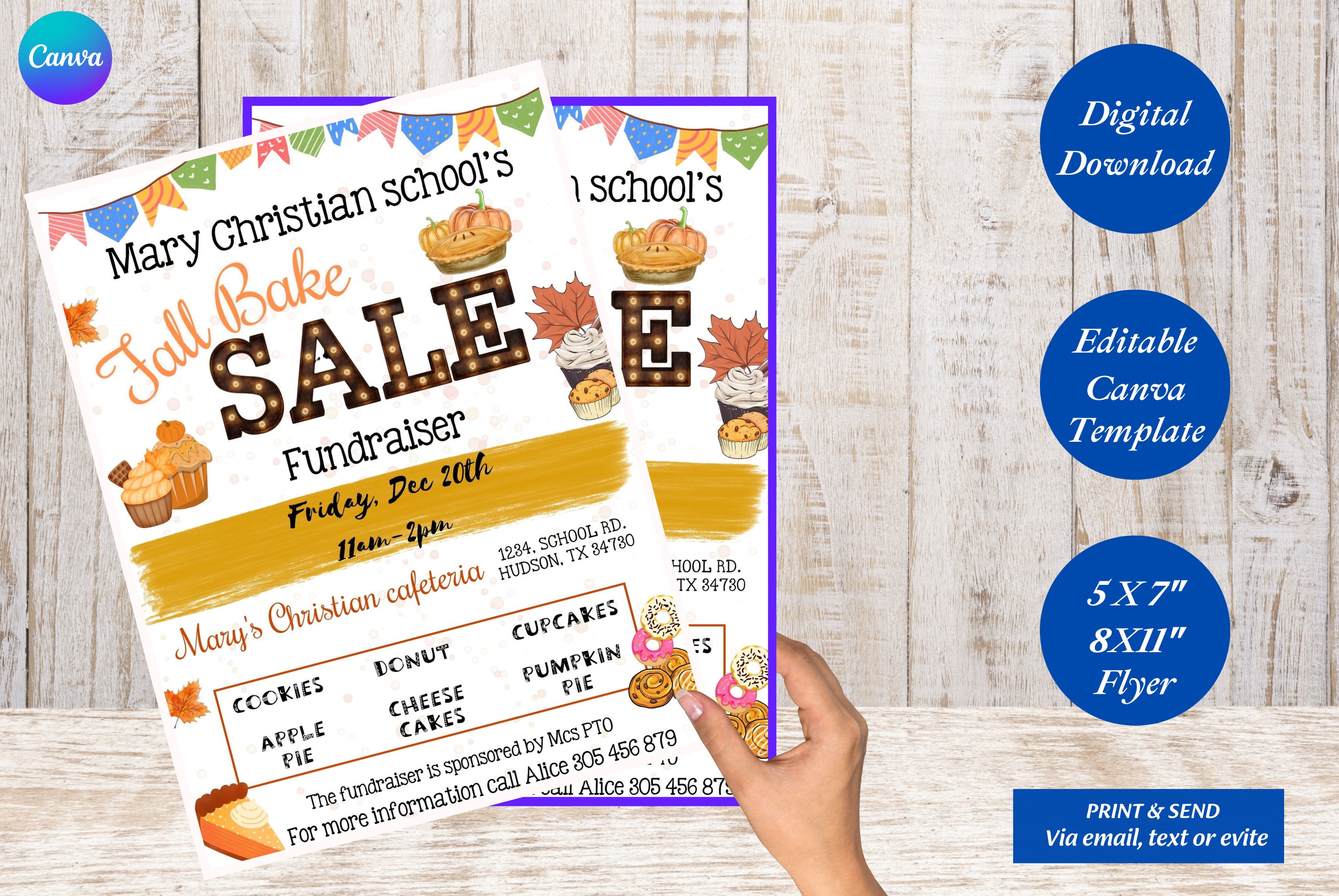 EDITABLE Fall Bake Sale Flyer School Bake Sale Flyer Church - Etsy
