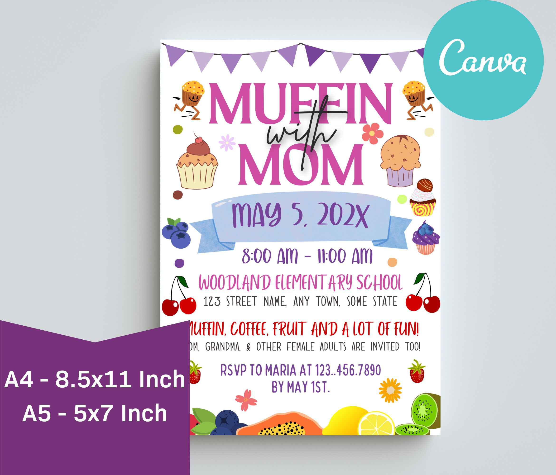 EDITABLE Pastries With Parents Flyer, PTA Breakfast School Fundraiser ...