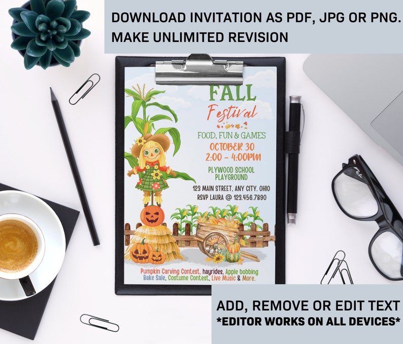 EDITABLE Fall Harvest Flyer, Digital Flyer for Pumpkin Patch Party ...