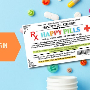 EDITABLE Happy Pills Label, Funny Gag Gift Professional Office Gift ...