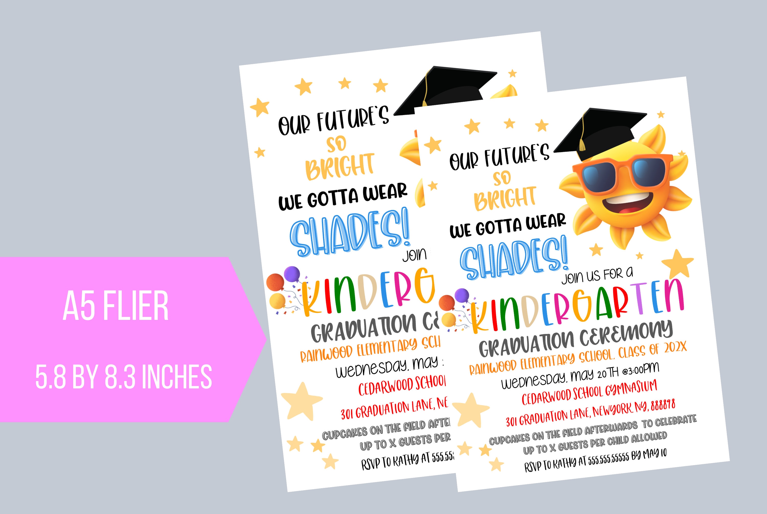 EDITABLE Kindergarten Graduation Invitation, Preschool Pre K Graduation ...