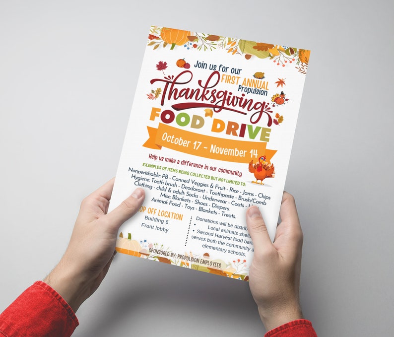 EDITABLE/PRINTABLE Thanksgiving Food Drive Flyer, Fall Food Drive Flyer ...