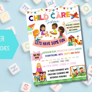 EDITABLE Child Care Flyer Template, Baby Sitting, Playtime Theme ...