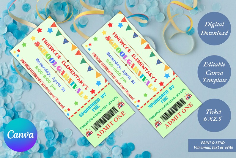 EDITABLE Carnival Flyer& Ticket, Printable PTA PTO Flyer, School Church ...