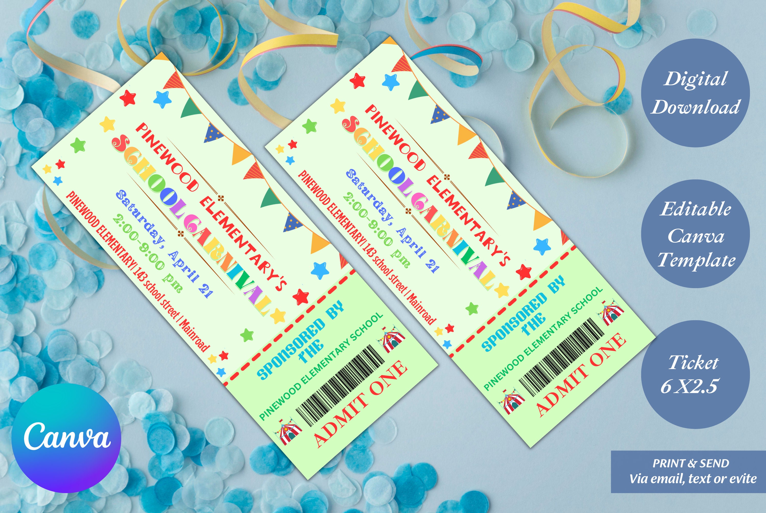 EDITABLE Carnival Flyer& Ticket, Printable PTA PTO Flyer, School Church ...