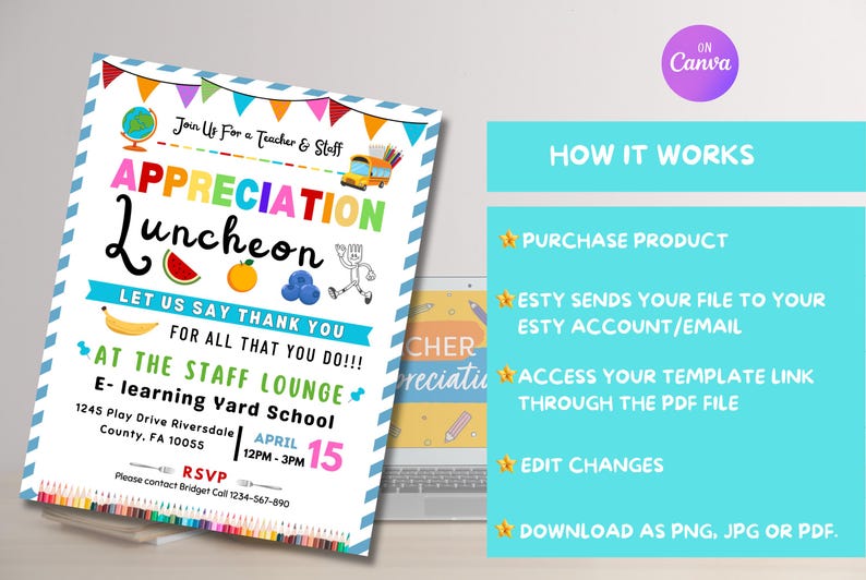 EDITABLE Teacher Staff Appreciation Luncheon Invitation Flyer ...