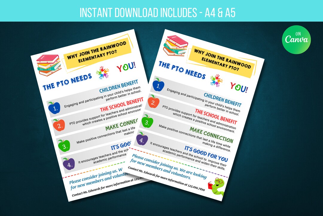 EDITABLE PTO PTA Recruitment Flyer Join Pto/pta Parent - Etsy