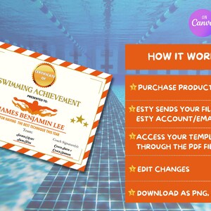 EDITABLE Swimming Award, Swimming Achievement, Swimming Certificate ...