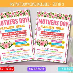 EDITABLE Mother's Day Flower Fundraiser Flyer, Printable Invite ...