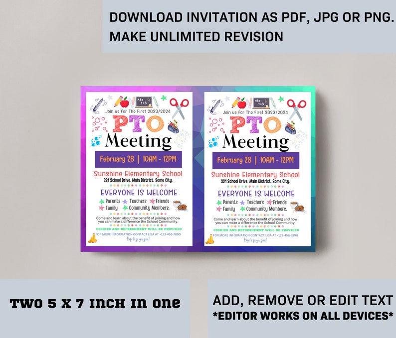 PTO/PTA Information Meeting Flyer, Pto/pta Meeting Handout Flyer ...
