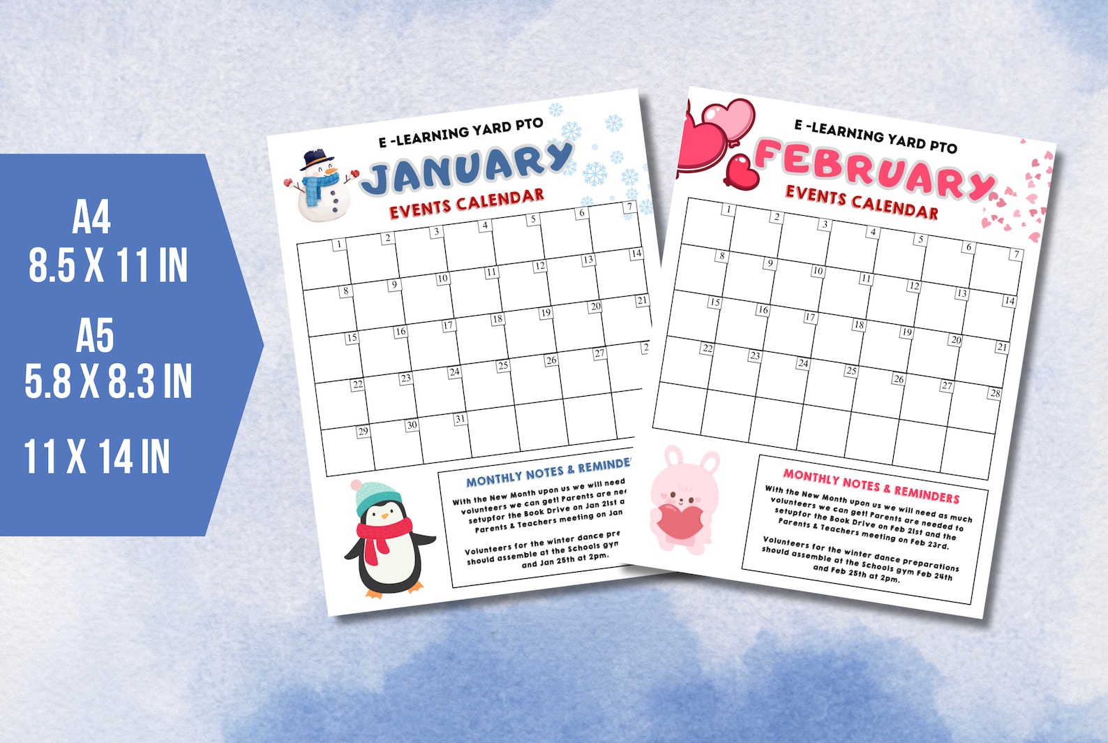 EDITABLE Monthly Event Calendar Flyer Template, Year at a Glance ...