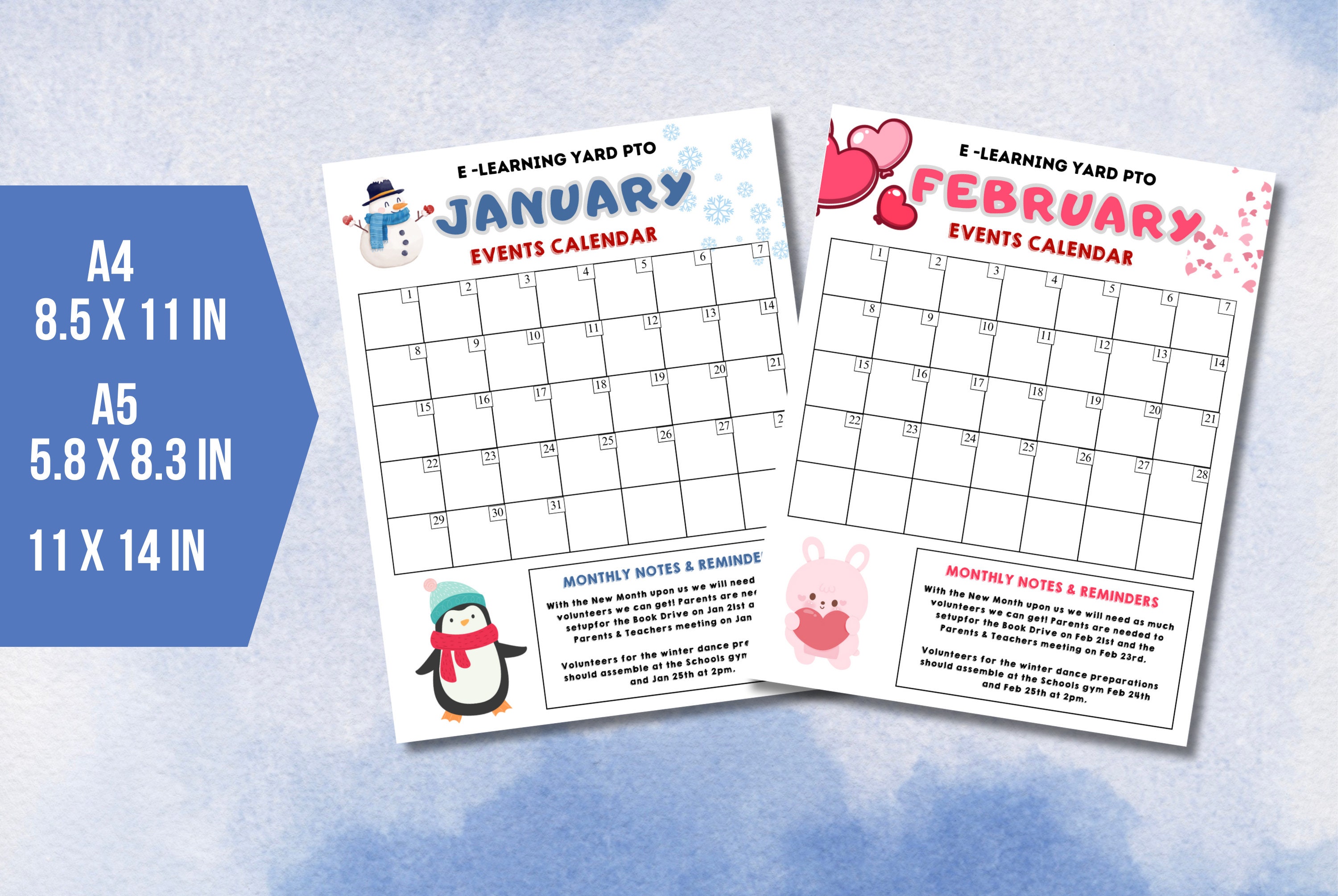 EDITABLE Monthly Event Calendar Flyer Template, Year at a Glance ...