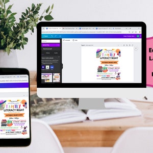 Editable Family Literacy Night Flyer, PTO PTA Reading Book Sale School ...