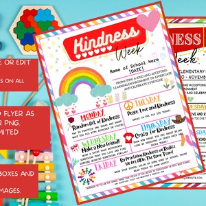 Kindness Week Itinerary Flyer, Diversity Inclusion, Printable Editable ...