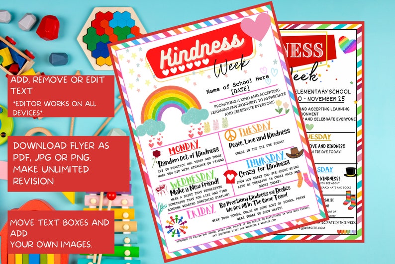 Kindness Week Itinerary Flyer Diversity Inclusion Printable - Etsy
