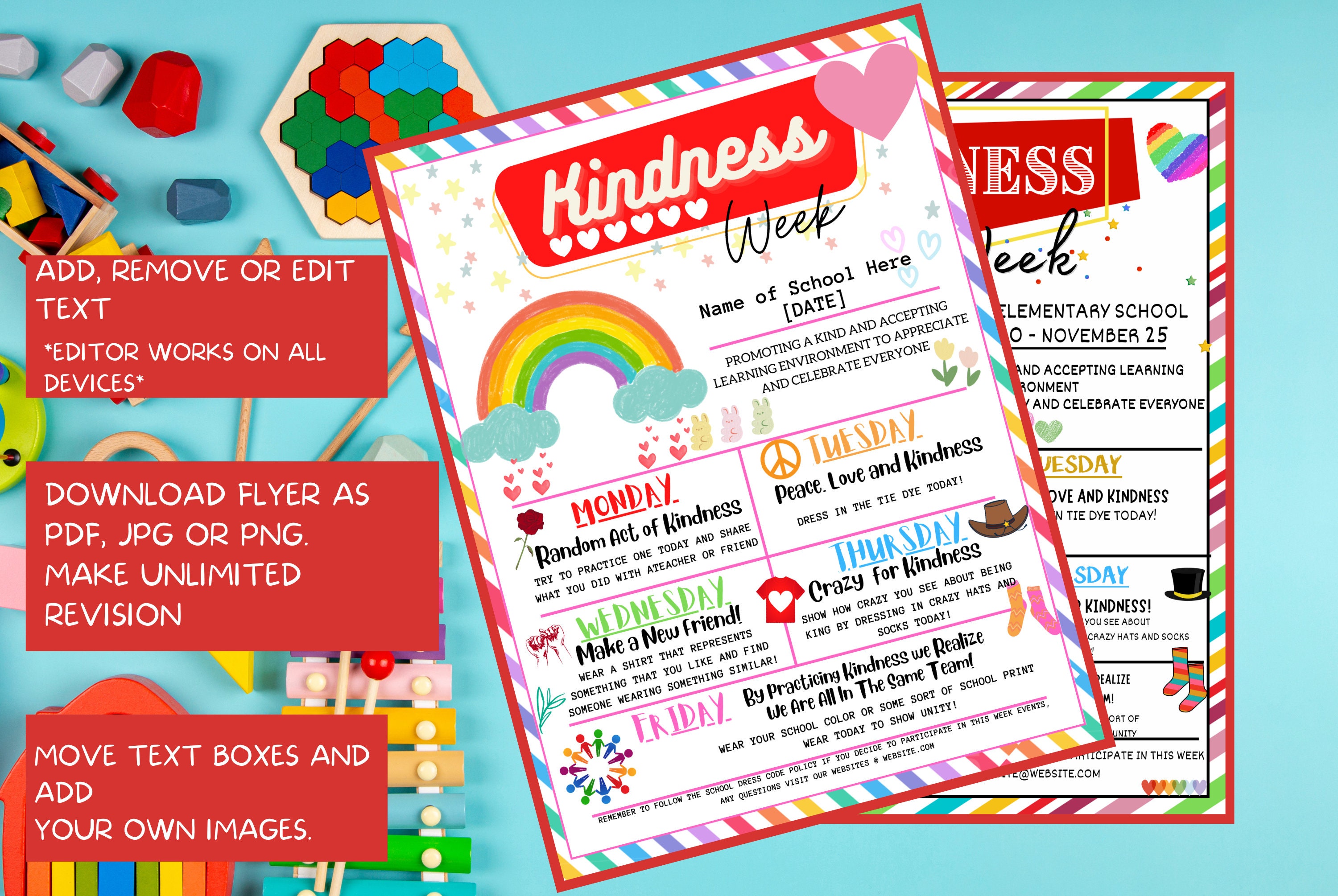 Kindness Week Itinerary Flyer Diversity Inclusion Printable - Etsy