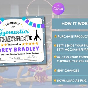 EDITABLE Gymnastics Award Certificate Template, Dance Team ...