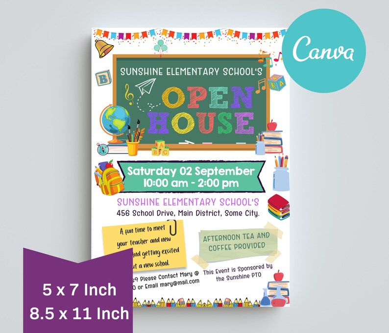 EDITABLE School Open House Flyer Open House Invite Printable - Etsy
