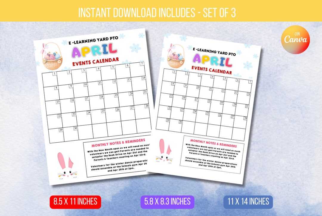 EDITABLE Monthly Event Calendar Flyer Template, Year at a Glance ...