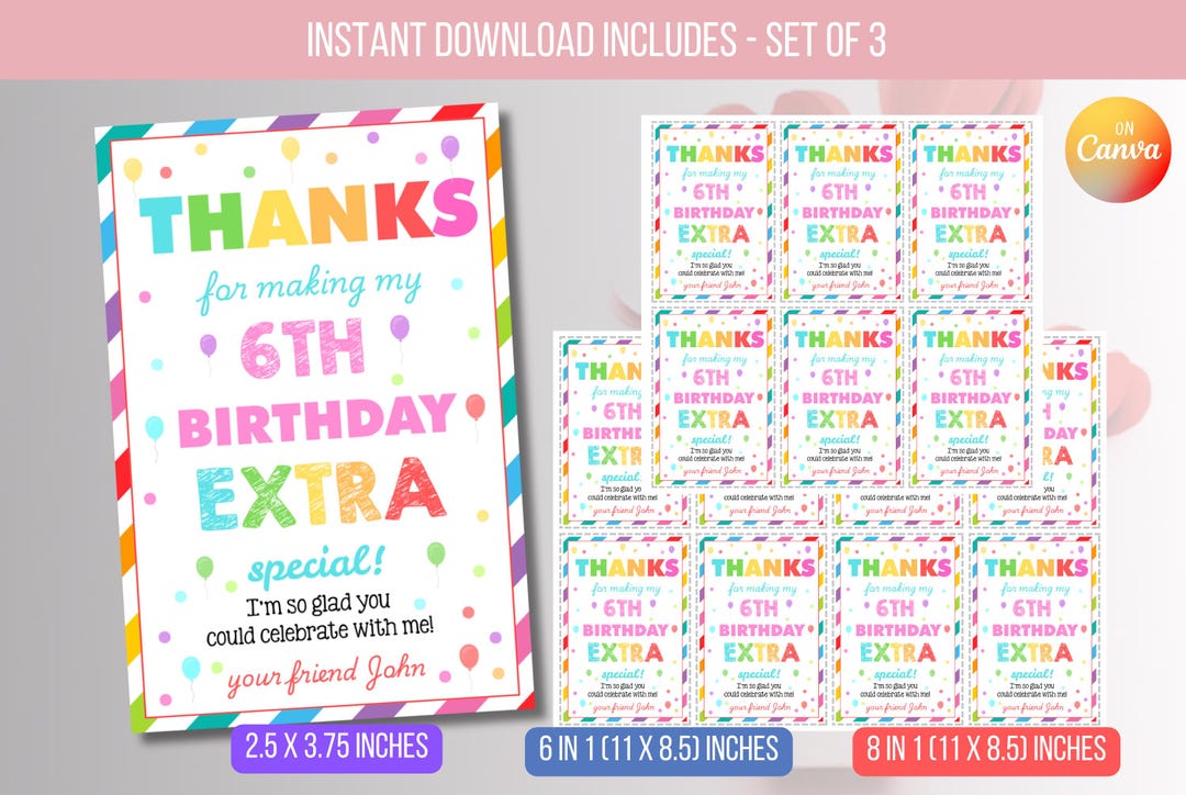 EDITABLE Thanks for Making My Birthday Extra Special Birthday Tag, Kids ...