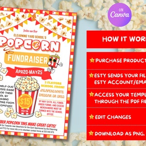 EDITABLE Popcorn Fundraiser Flyer Template, Non Profit Event Poster ...