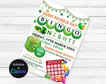 Bingo Night Flyer, Printable PTA, PTO Flyer, School Family Fundraiser ...